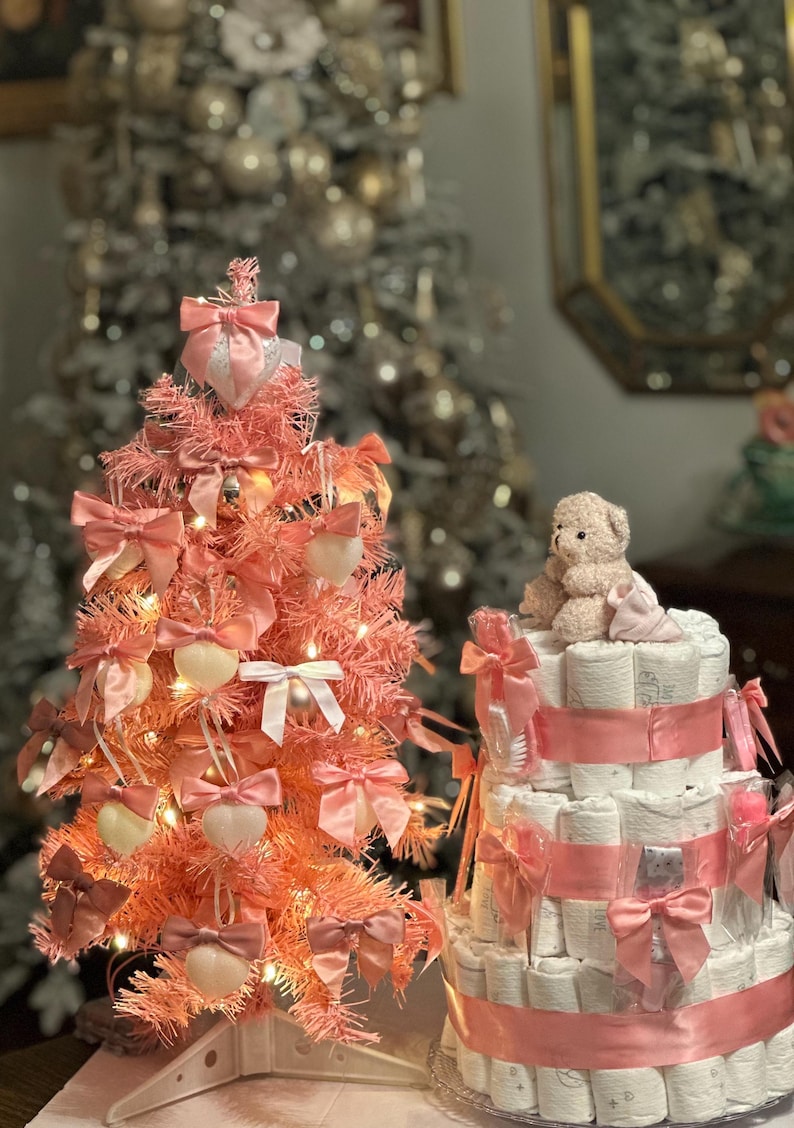 Diapercake/ 17 ITEMS & Pre- Lit 2 Foot Decorated Tree/ Topiary/ Table ...