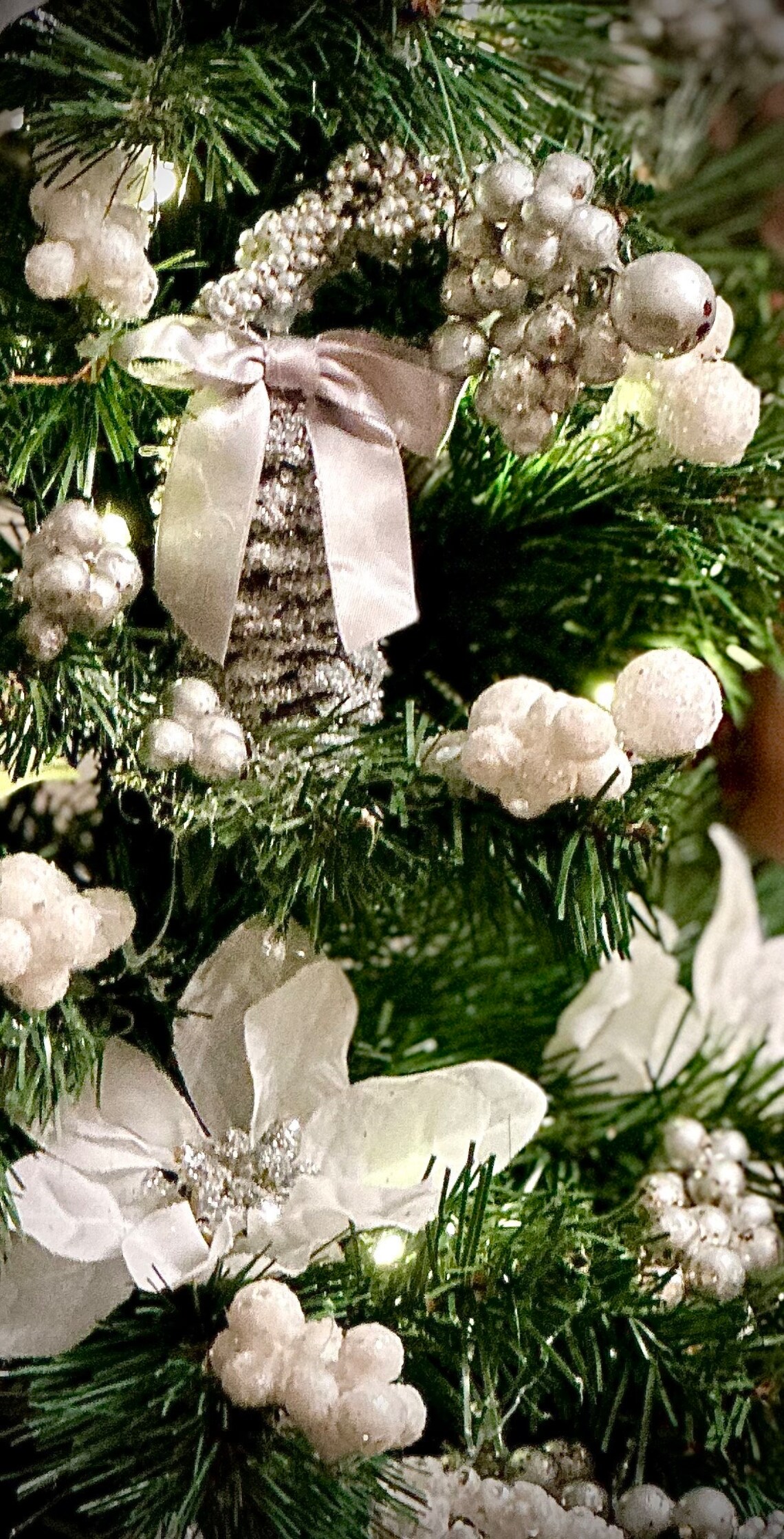 Pre Lit White and Silver Christmas Topiary / 3ft Decorated Christmas ...