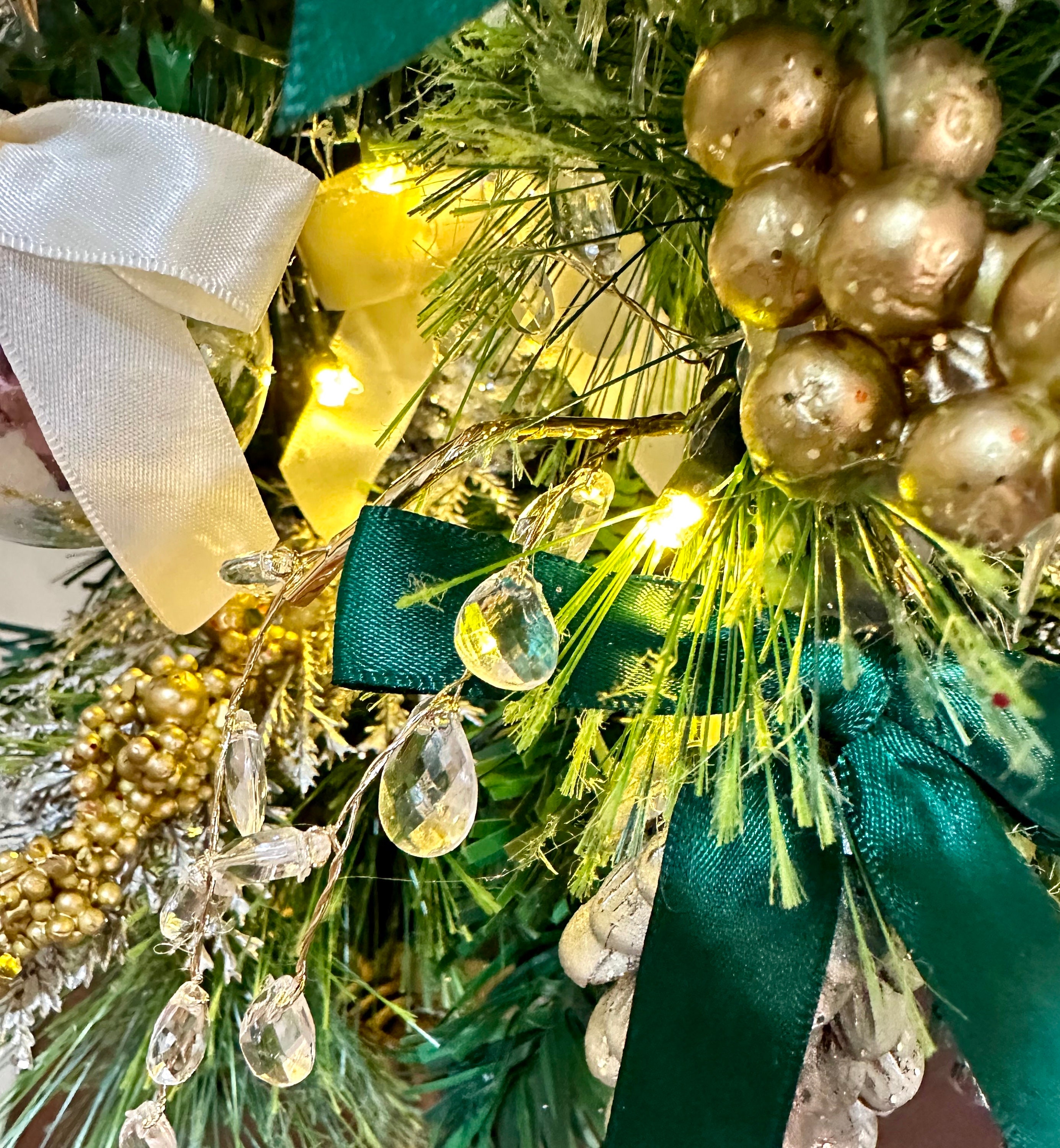 Pre- Lit Emerald Green Mini Christmas Tree/ Table Top Tree/ Topiary ...