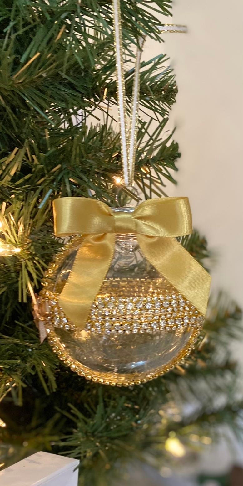 Gold Collection Ornaments / Gold Rhinestone With Satin Bow. - Etsy