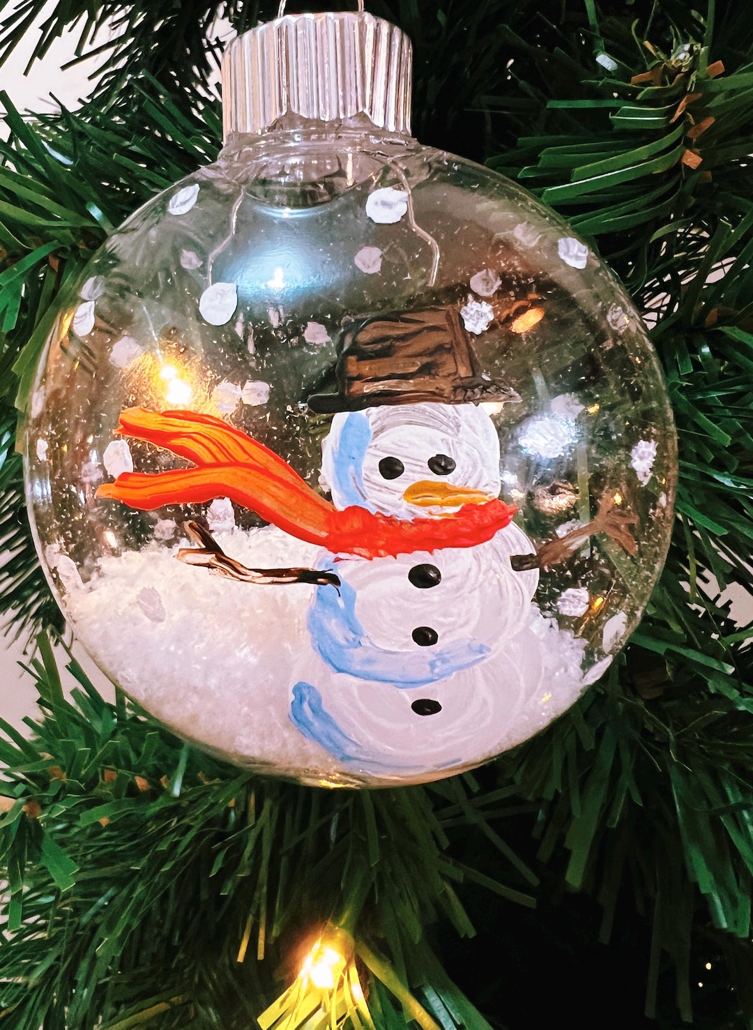 Hand Painted Ornaments Collection: Hand Painted Snowman With Faux Snow ...