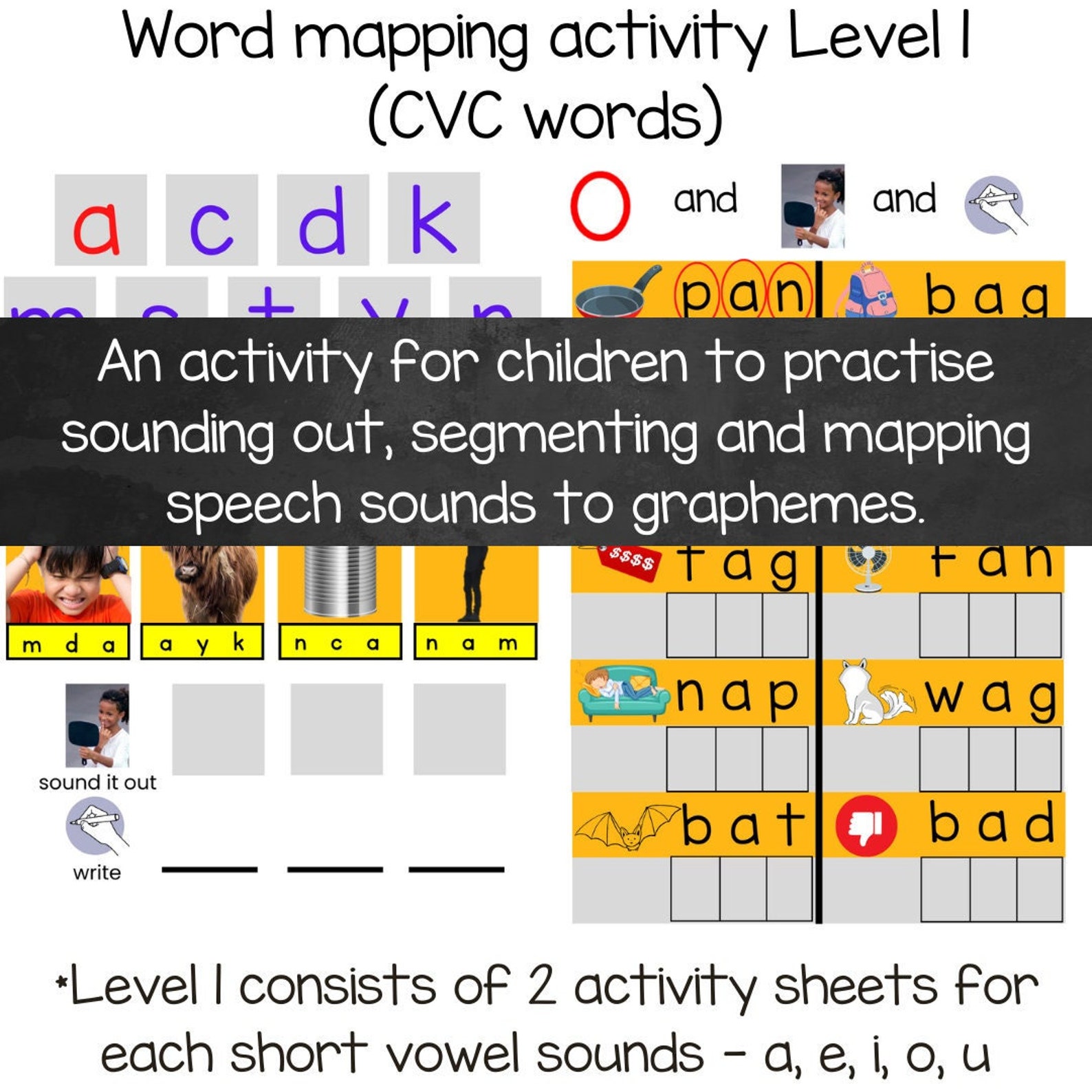 Level 1 (CVC Words) Word Mapping Activity - Etsy