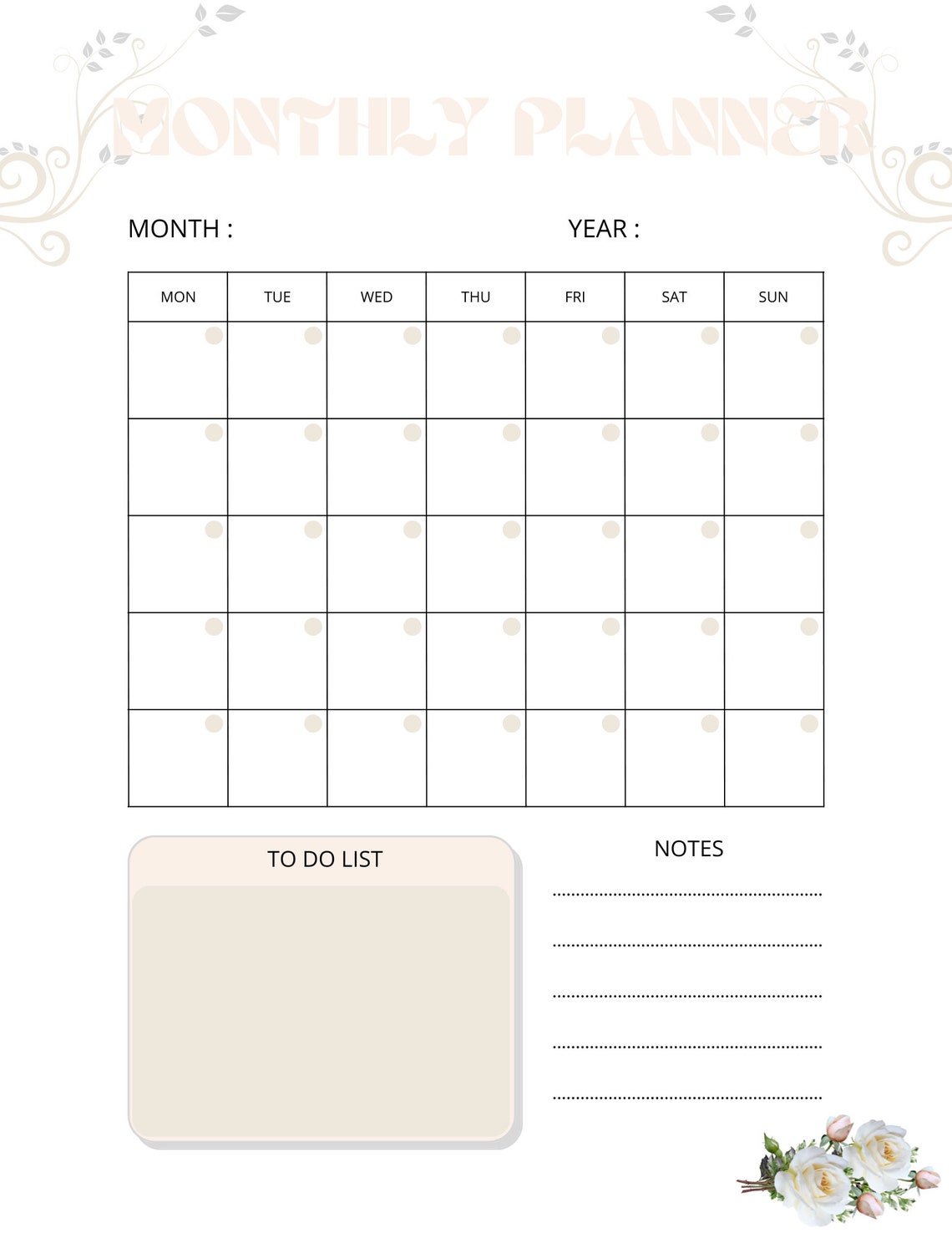 Monthly Productivity Planner, Instant Download, Monthly Planner - Etsy