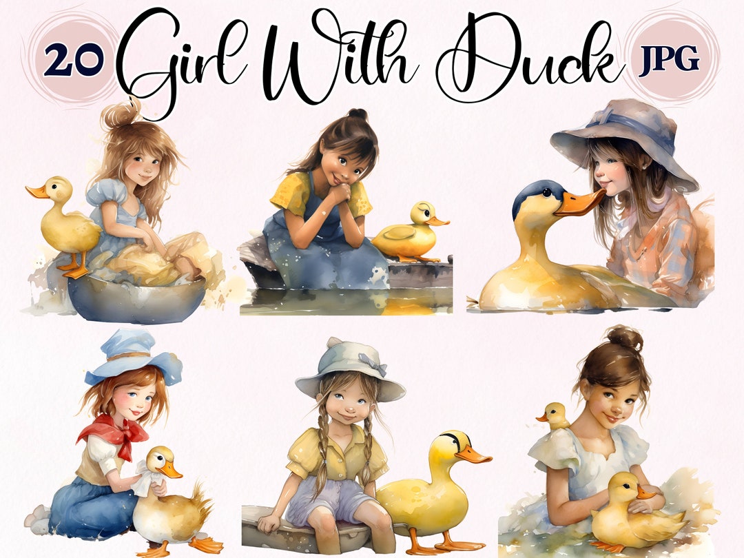 Beautiful Girl With Duck, 20 High Quality Jpgs, Clipart Duck ...