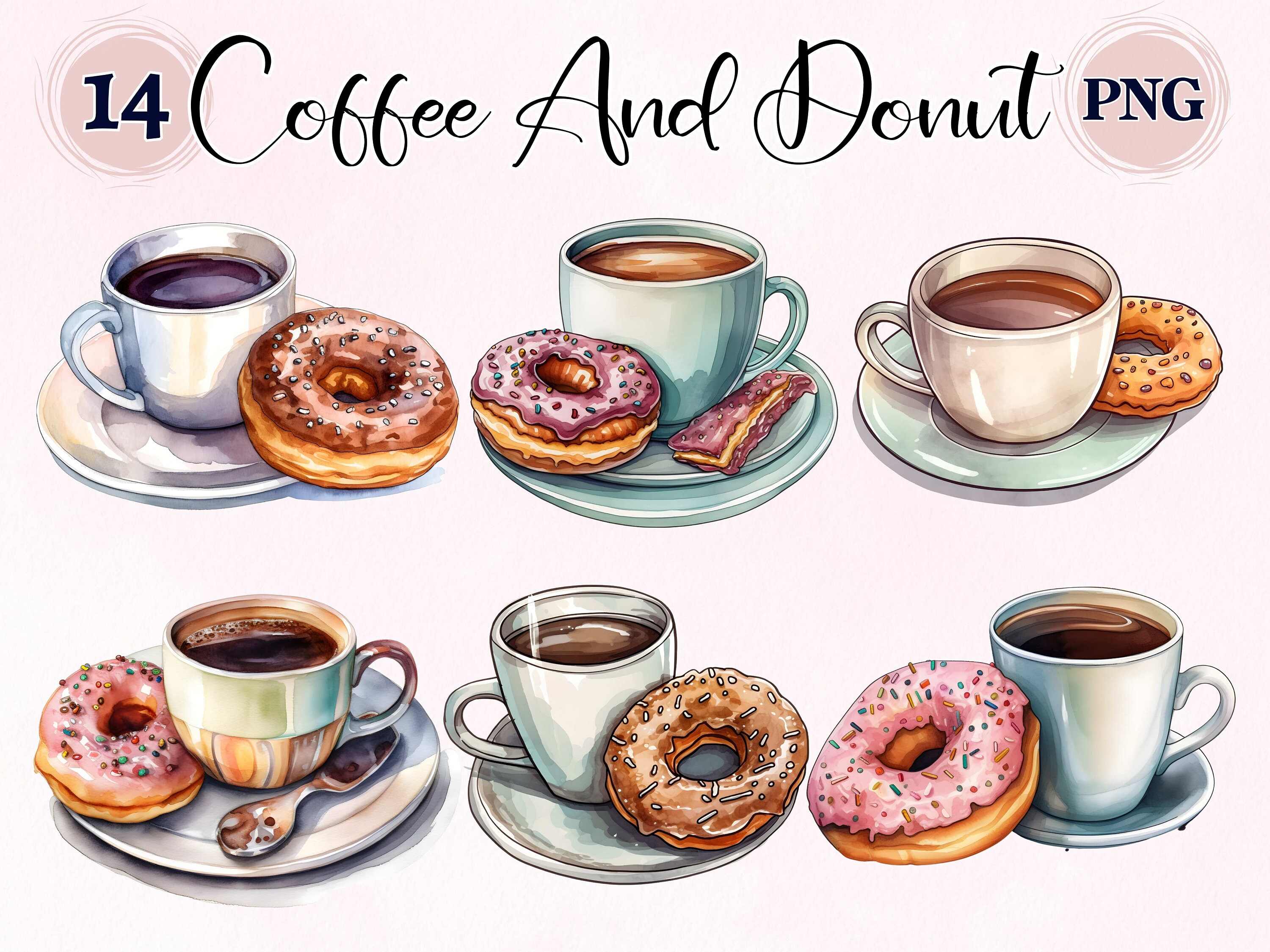 Coffee and Donut, 14 High Quality Pngs, Clipart Donut, Clipart Coffee ...