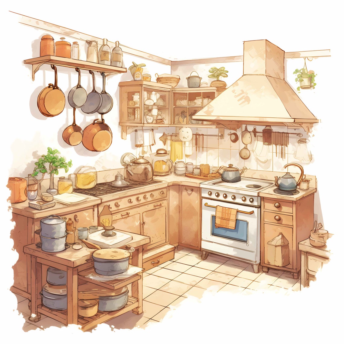 Clipart Kitchen, 9 High Quality Jpgs, Beautiful Kitchen, Commercial Use ...