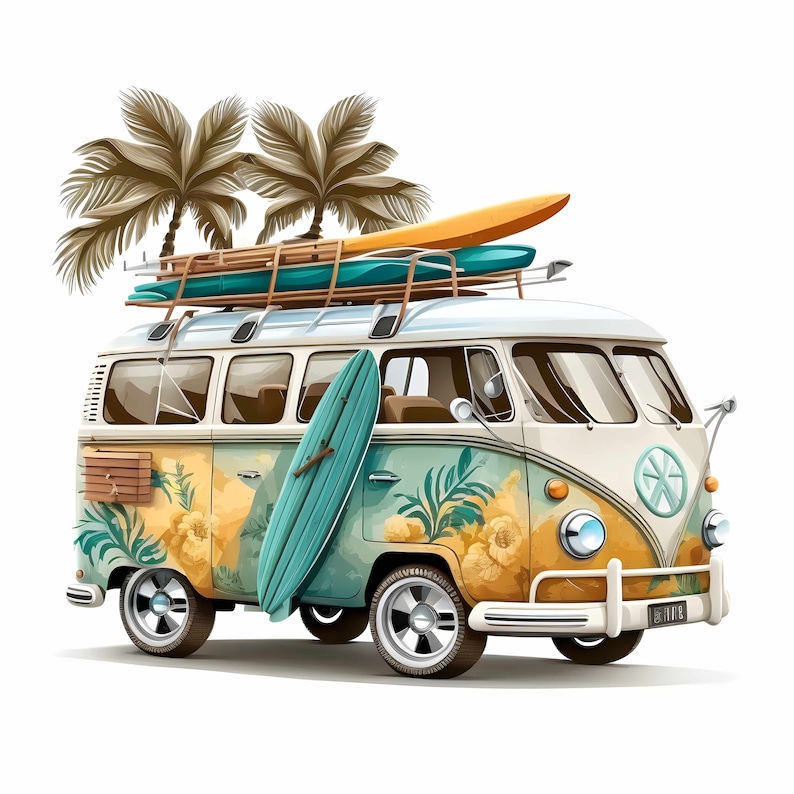 Van Surfing, 16 High Quality Jpgs, Clipart Summer, Clipart Surfing ...