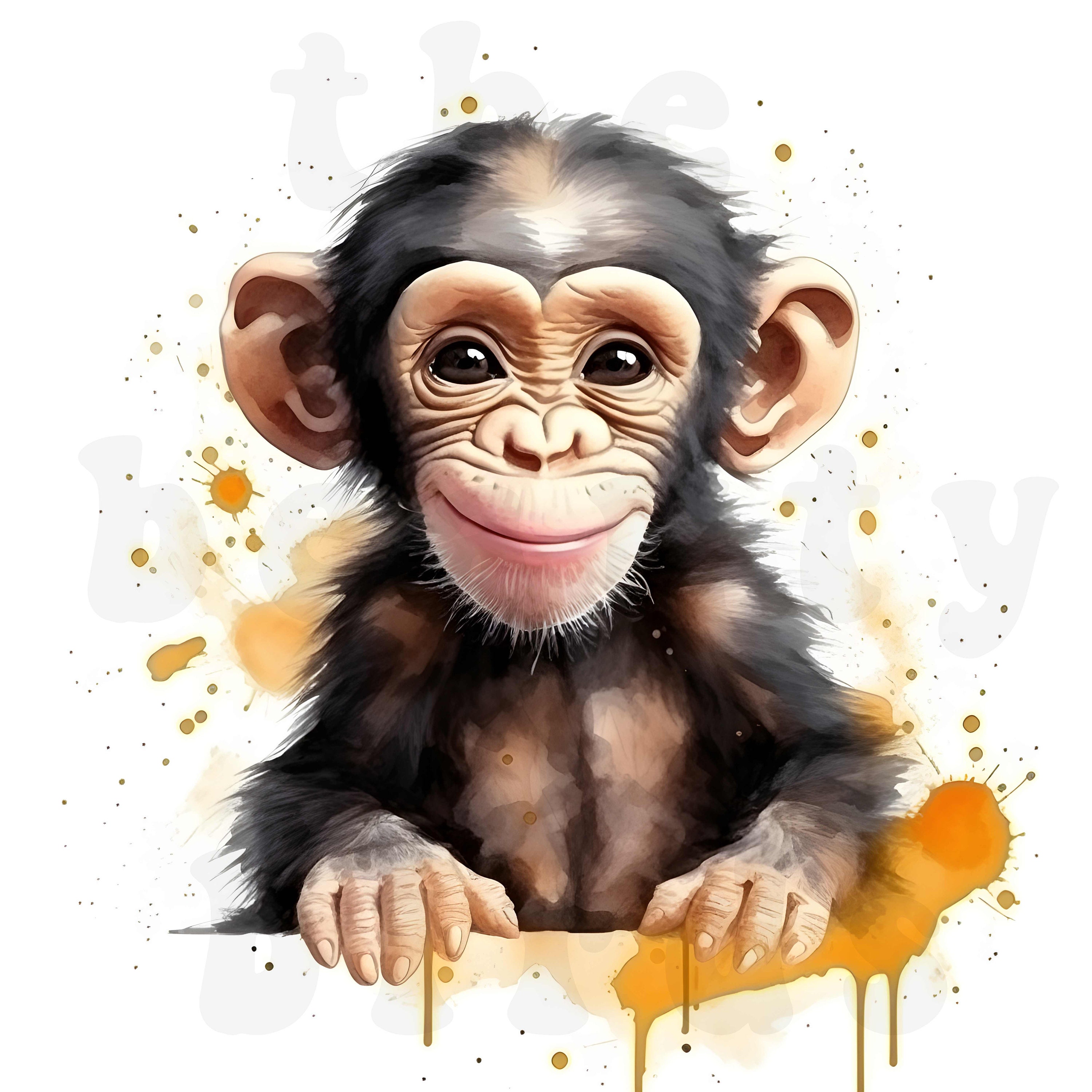 Watercolor Chimp PNG Clipart 10 High Quality Clipart Chimp - Etsy