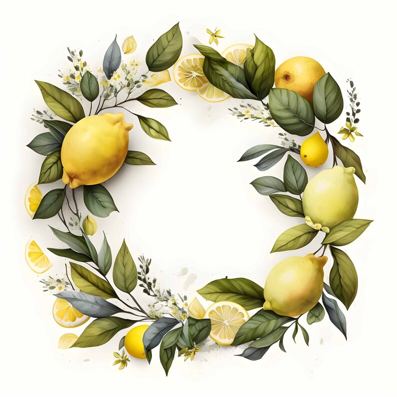 Lemon Frame, 10 High Quality Jpgs, Digital Planner, Digital Download ...