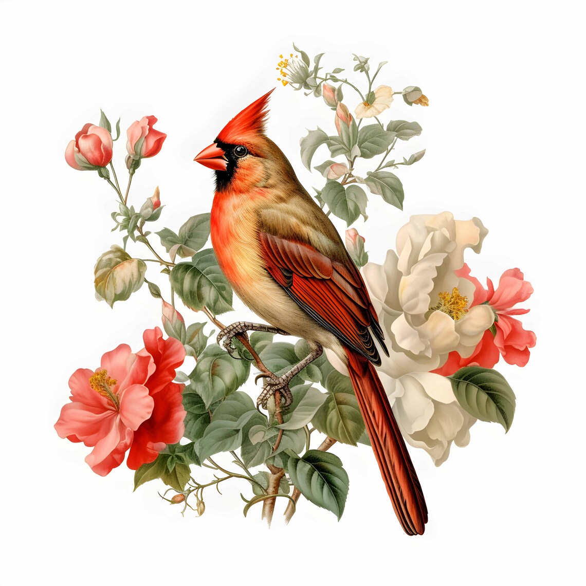 Watercolor Cardinal Bird, 10 High Quality Pngs, Clipart Pack Cardinal, Commercial Use ...