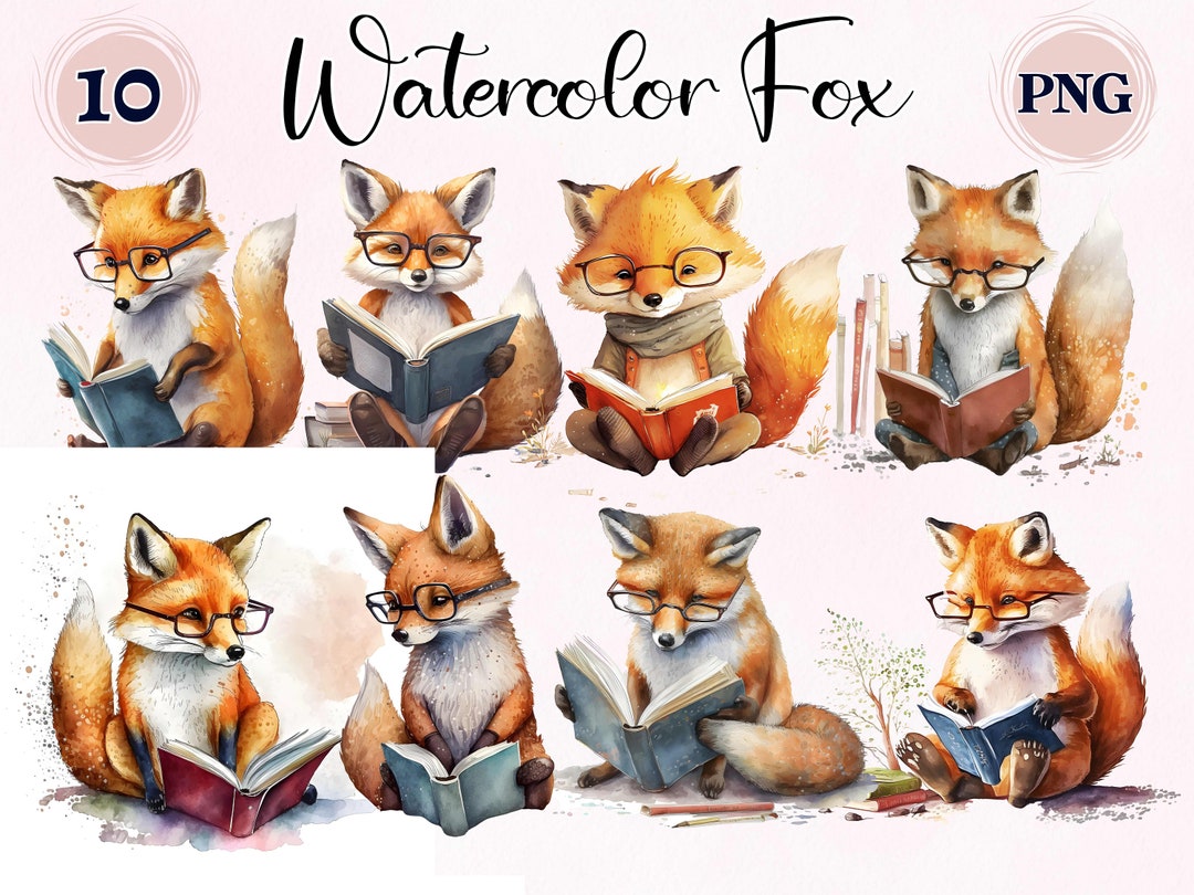 Fox Reading Book, 10 High Images, Animals Clipart, Collage Images ...