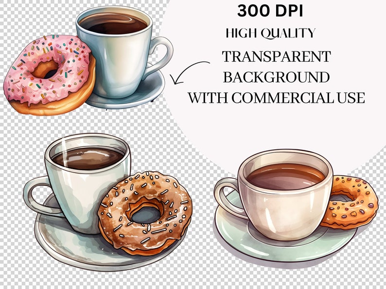 Coffee and Donut, 14 High Quality Pngs, Clipart Donut, Clipart Coffee ...