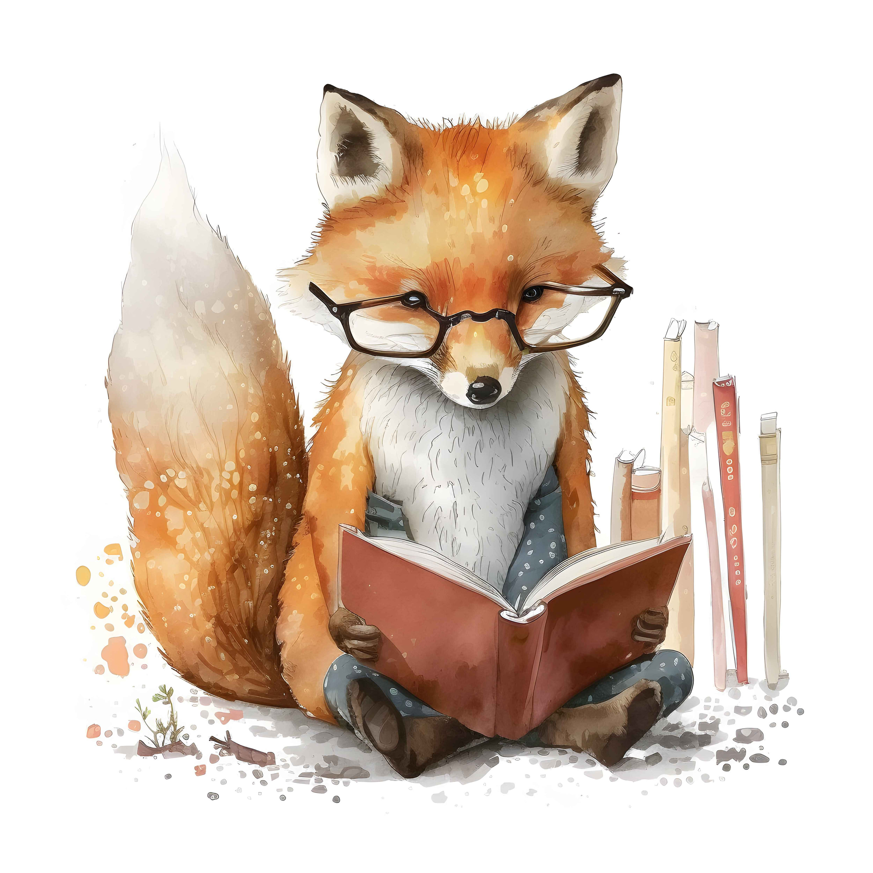 Fox Reading Book, 10 High Images, Animals Clipart, Collage Images ...