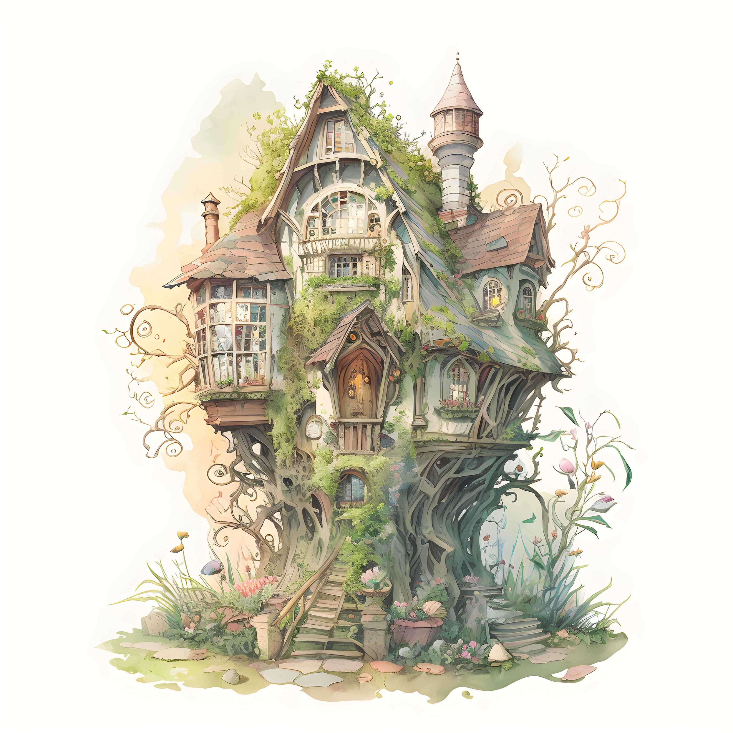 Watercolor Fairy House PNG, 1O High Quality Pngs, Clipart Houses ...