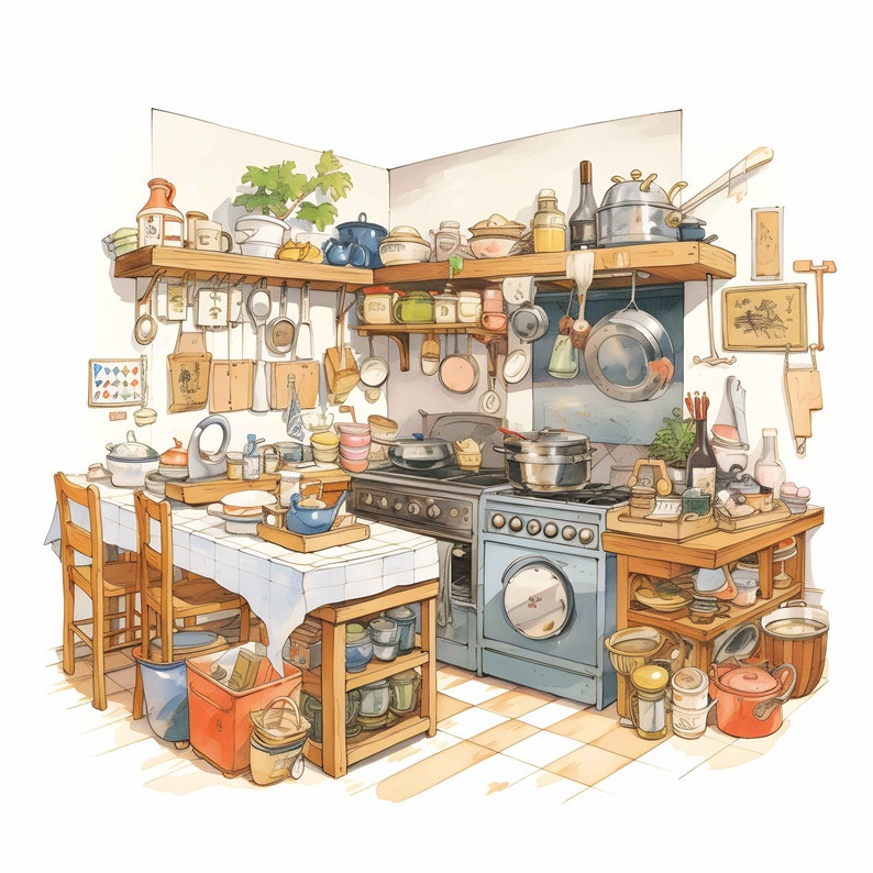 Clipart Kitchen, 9 High Quality Jpgs, Beautiful Kitchen, Commercial Use ...