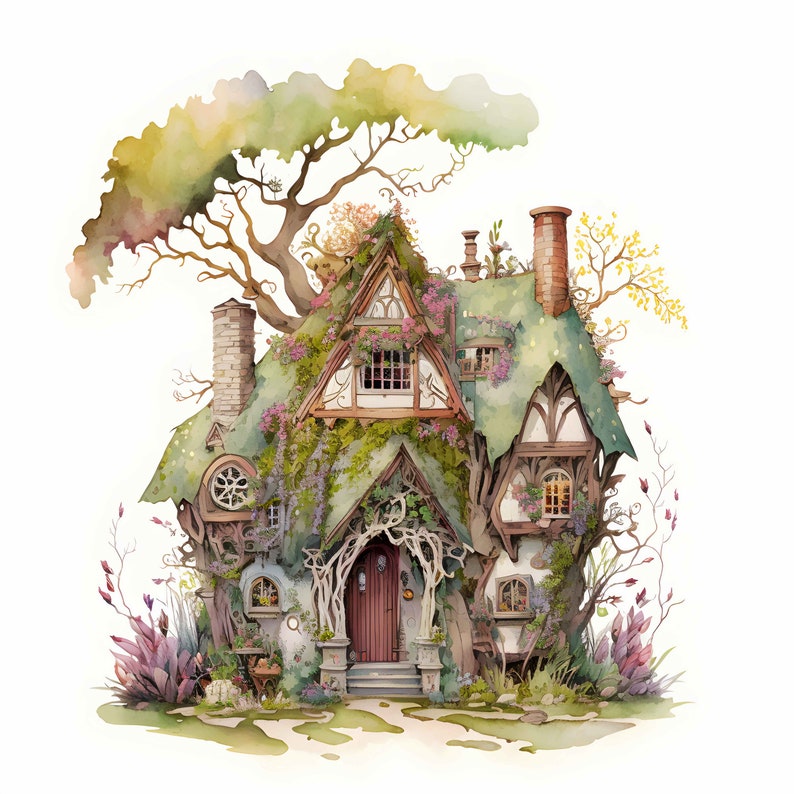Watercolor Fairy House PNG, 1O High Quality Pngs, Clipart Houses ...