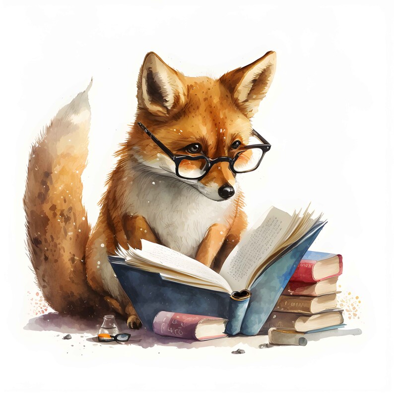 Fox Reading Book, 10 High Images, Animals Clipart, Collage Images ...
