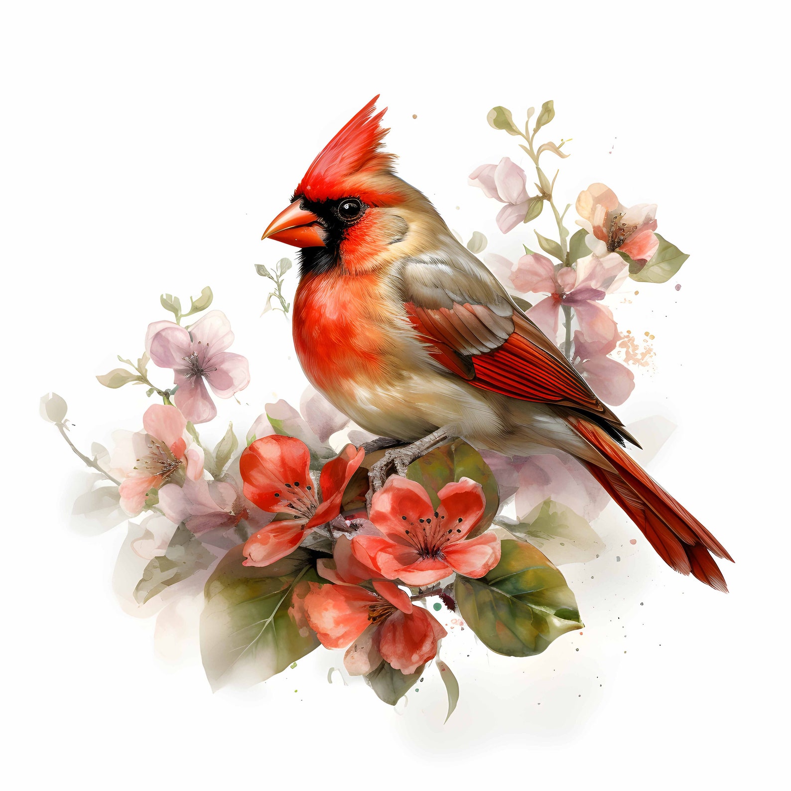 Watercolor Cardinal Bird, 10 High Quality Pngs, Clipart Pack Cardinal ...
