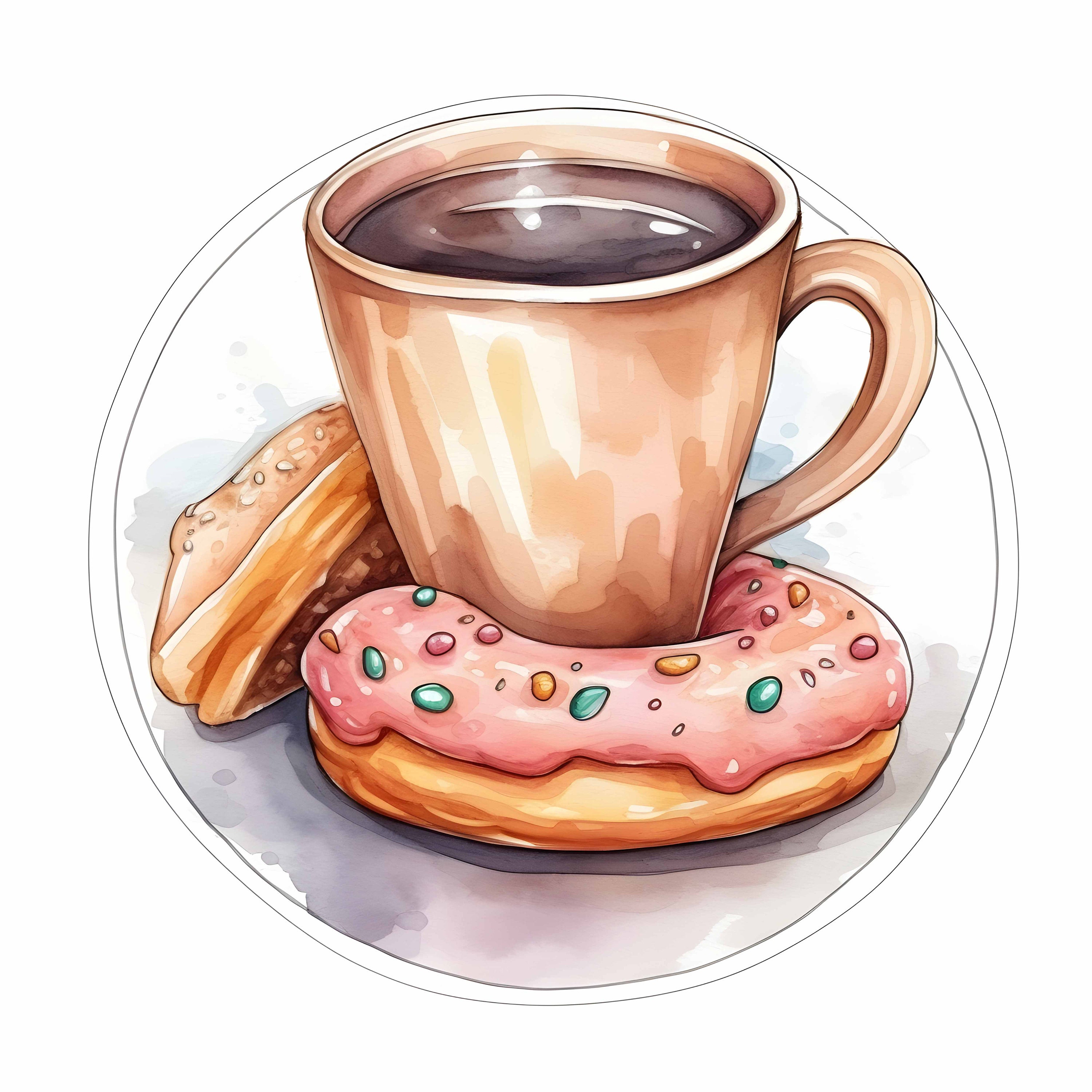 Coffee and Donut, 14 High Quality Pngs, Clipart Donut, Clipart Coffee ...