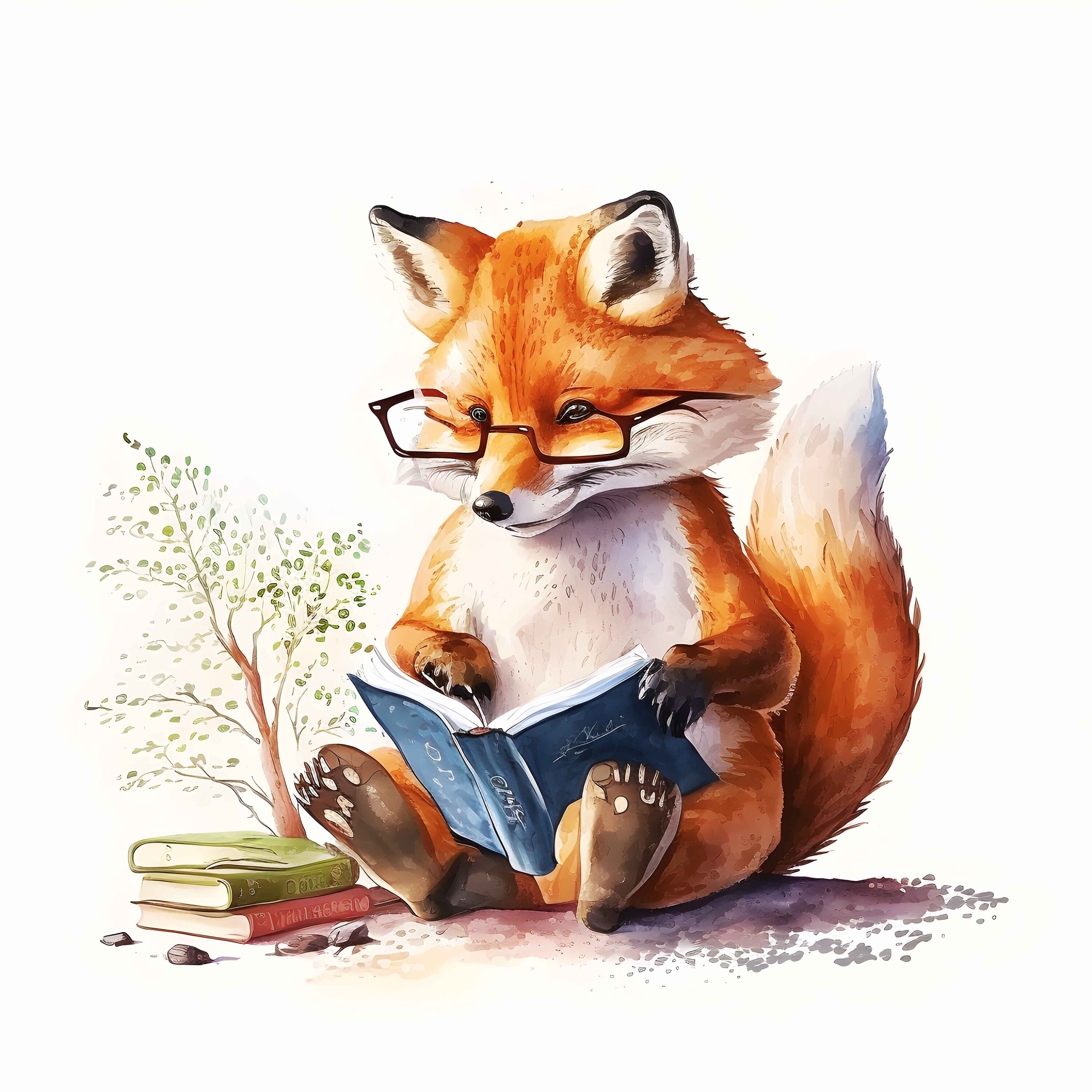 Fox Reading Book, 10 High Images, Animals Clipart, Collage Images ...