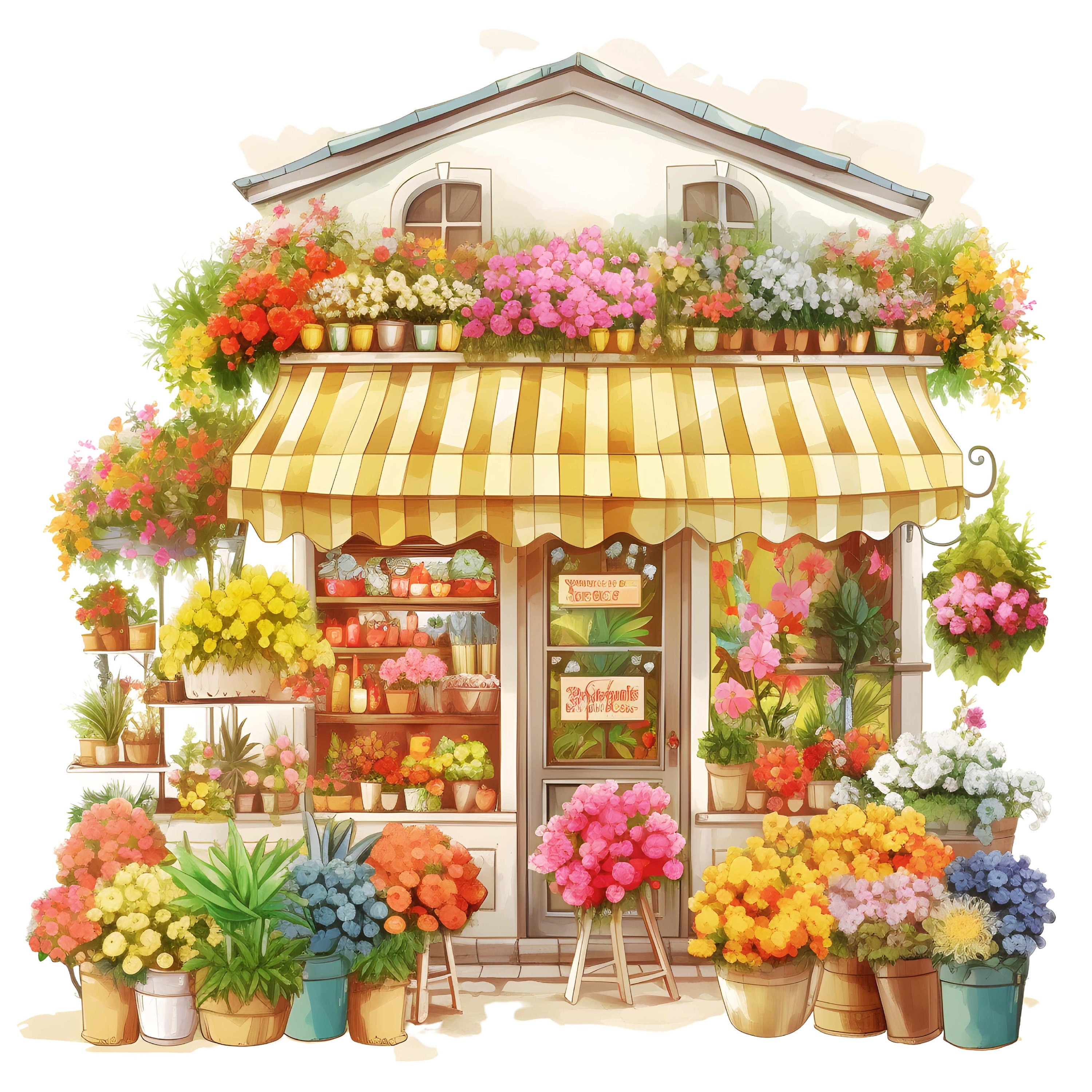 Shop of Flowers PNG, 10 High Quality Pngs, Watercolor Store of Flowers ...