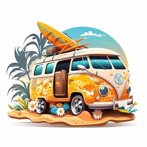 Van Surfing, 16 High Quality Jpgs, Clipart Summer, Clipart Surfing ...