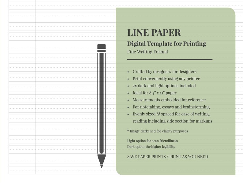 LINE FORMAT (fine Writing) - Digital Template Design for Printing - 8.5 ...