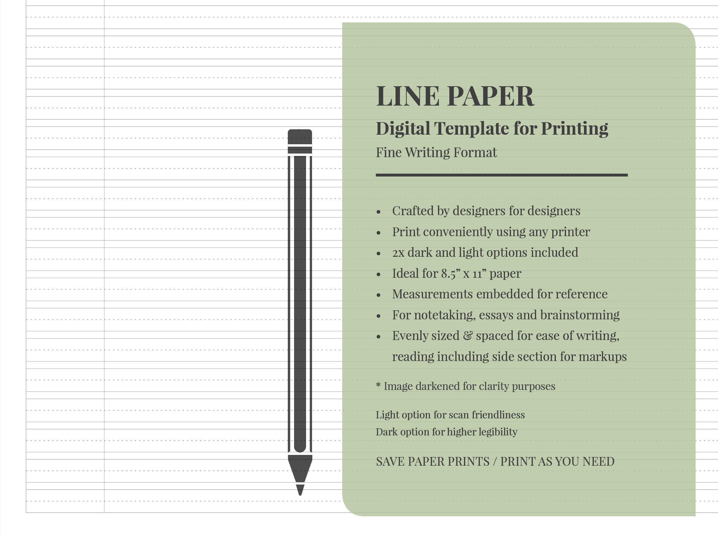 LINE FORMAT (fine Writing) - Digital Template Design for Printing - 8.5 ...