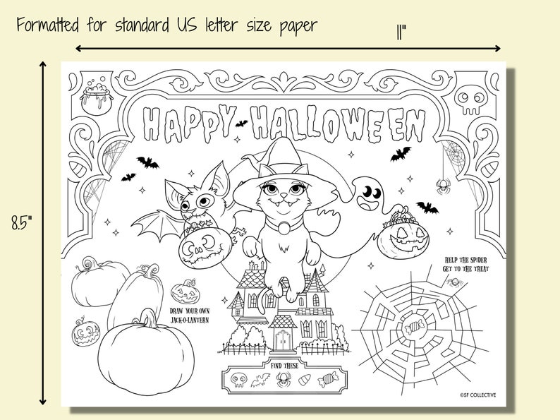 Halloween Coloring Page & Activity Sheet for Kindergarteners, Printable ...