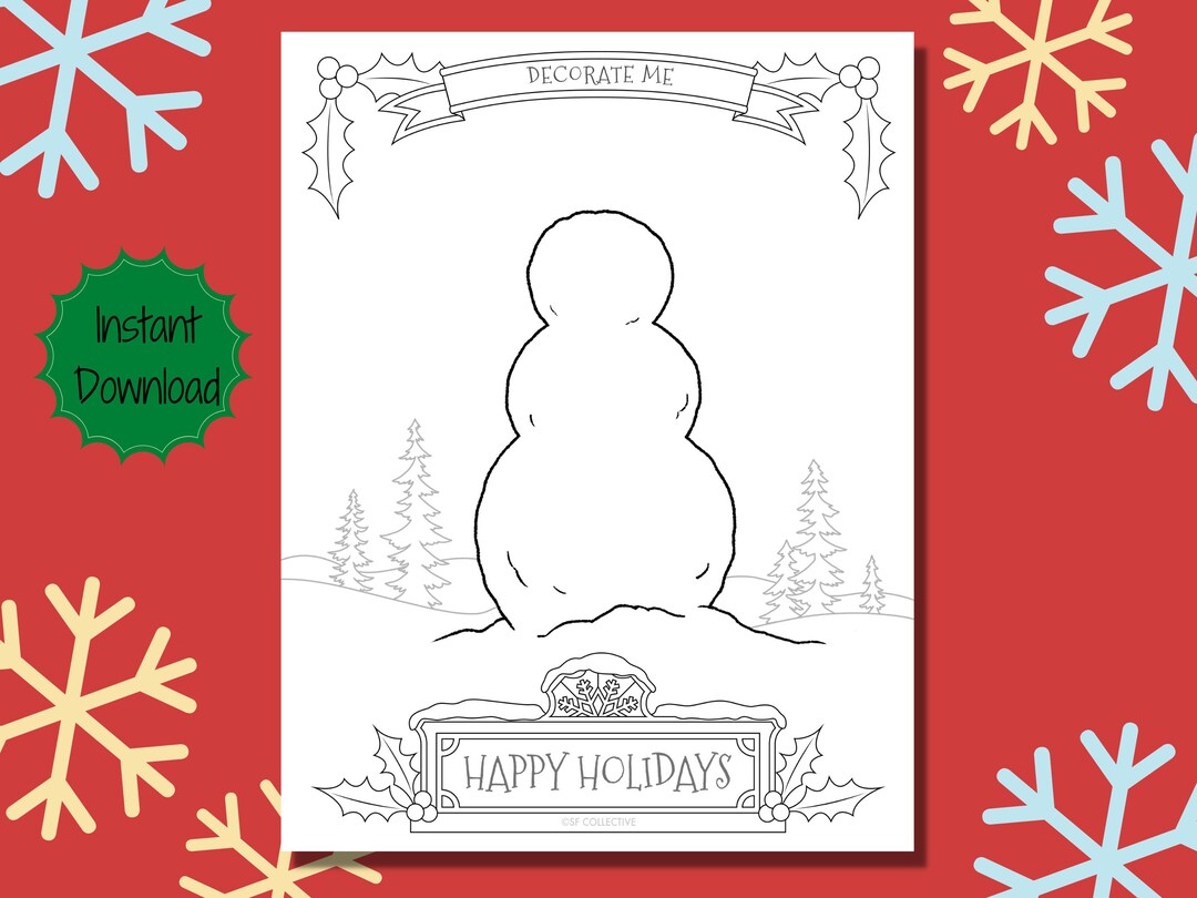 Snowman Christmas Holiday Activity Sheet Instant Download - Etsy