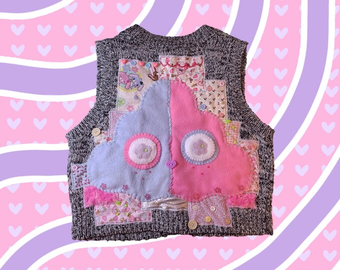 Reworked One of a Kind Kawaii Kidcore Pastel Cloud Button up Vest ...