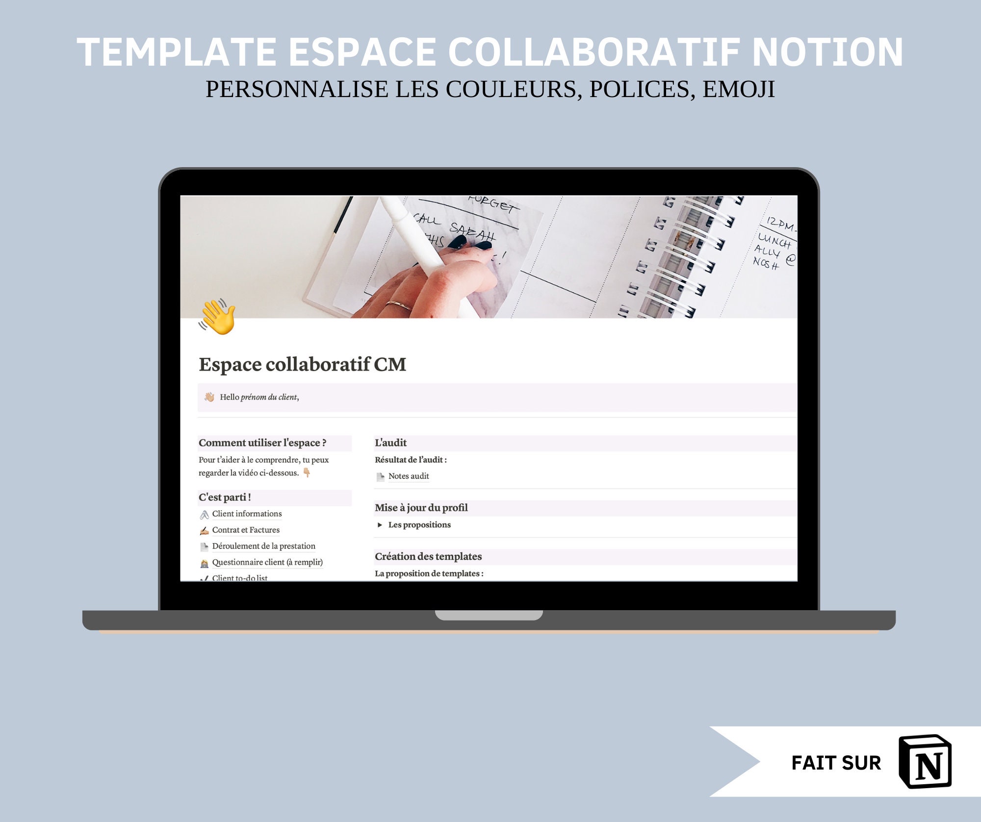 Template Notion French Freelance, AV, CM | Customer Collaborative Space ...