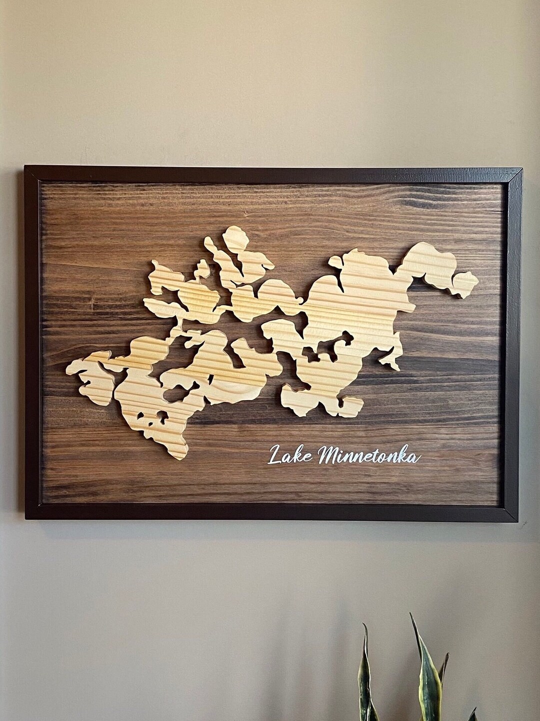 Lake Minnetonka Handmade Wood Map, Wall Art, Home Décor - Etsy