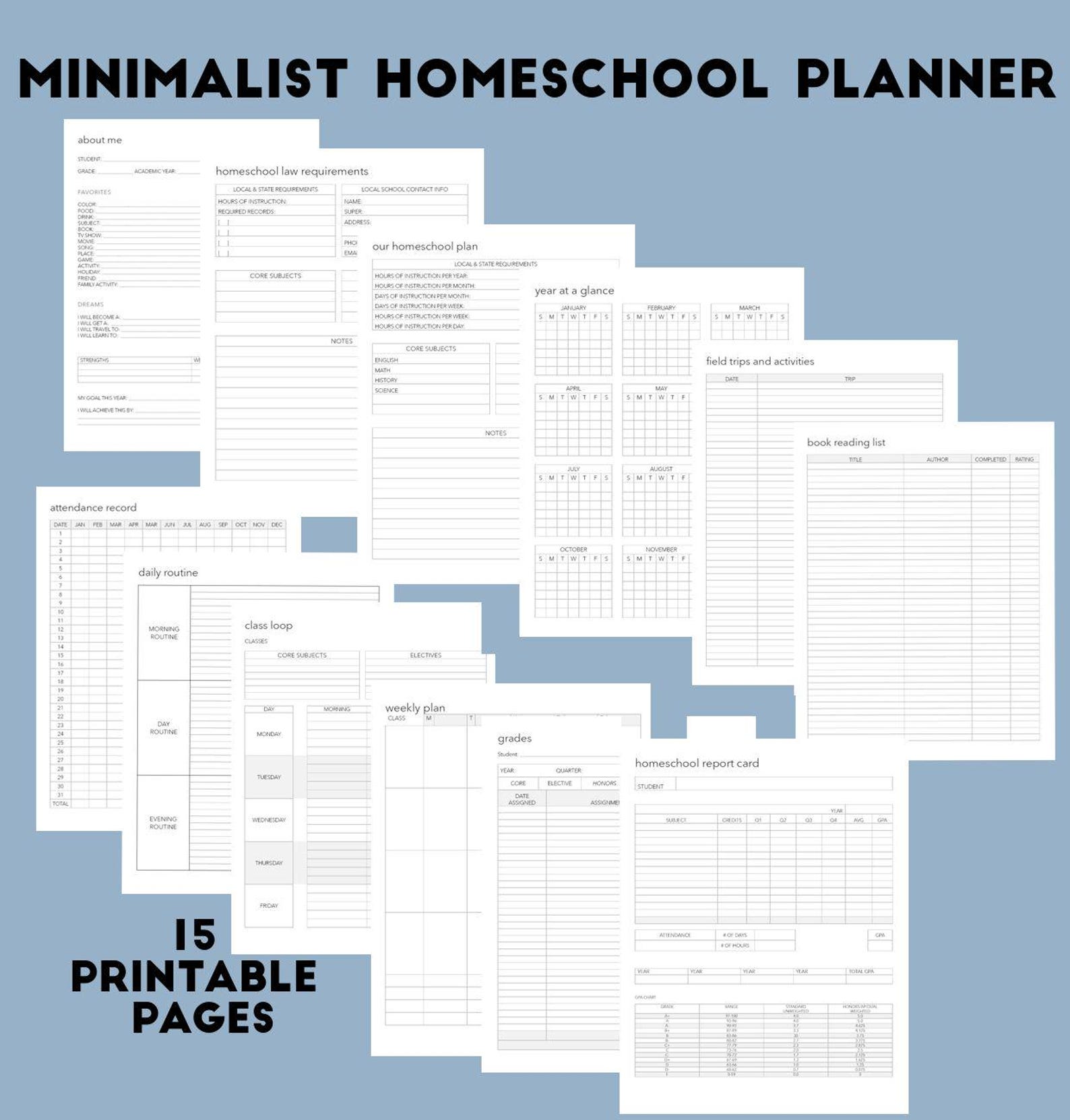 Minimalist Homeschool Planner Printable PDF | Printable Digital ...