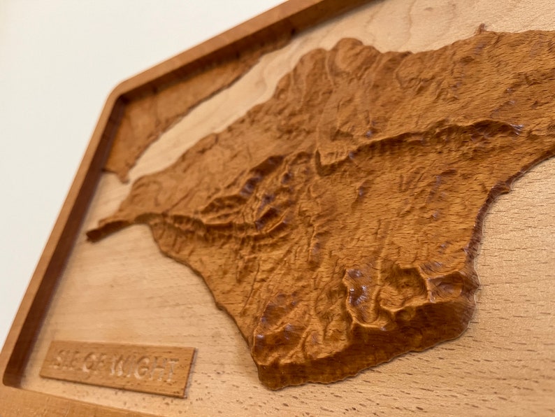 Isle of Wight 3D Topographic Wall Map | Solid Wood | 3D Carving | Gift ...
