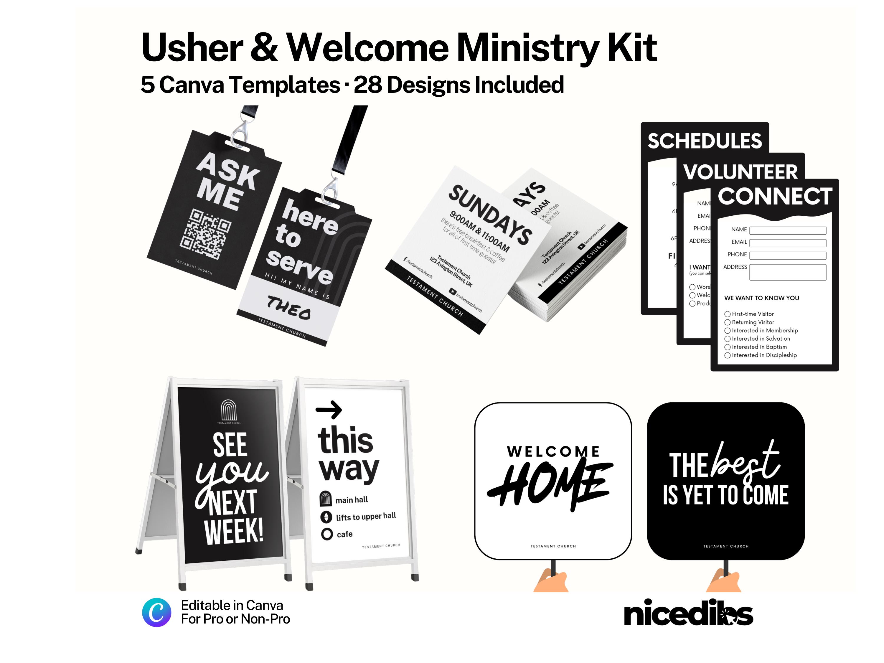 Church Welcome Kit Bundle: Editable Canva Templates (instant Download ...