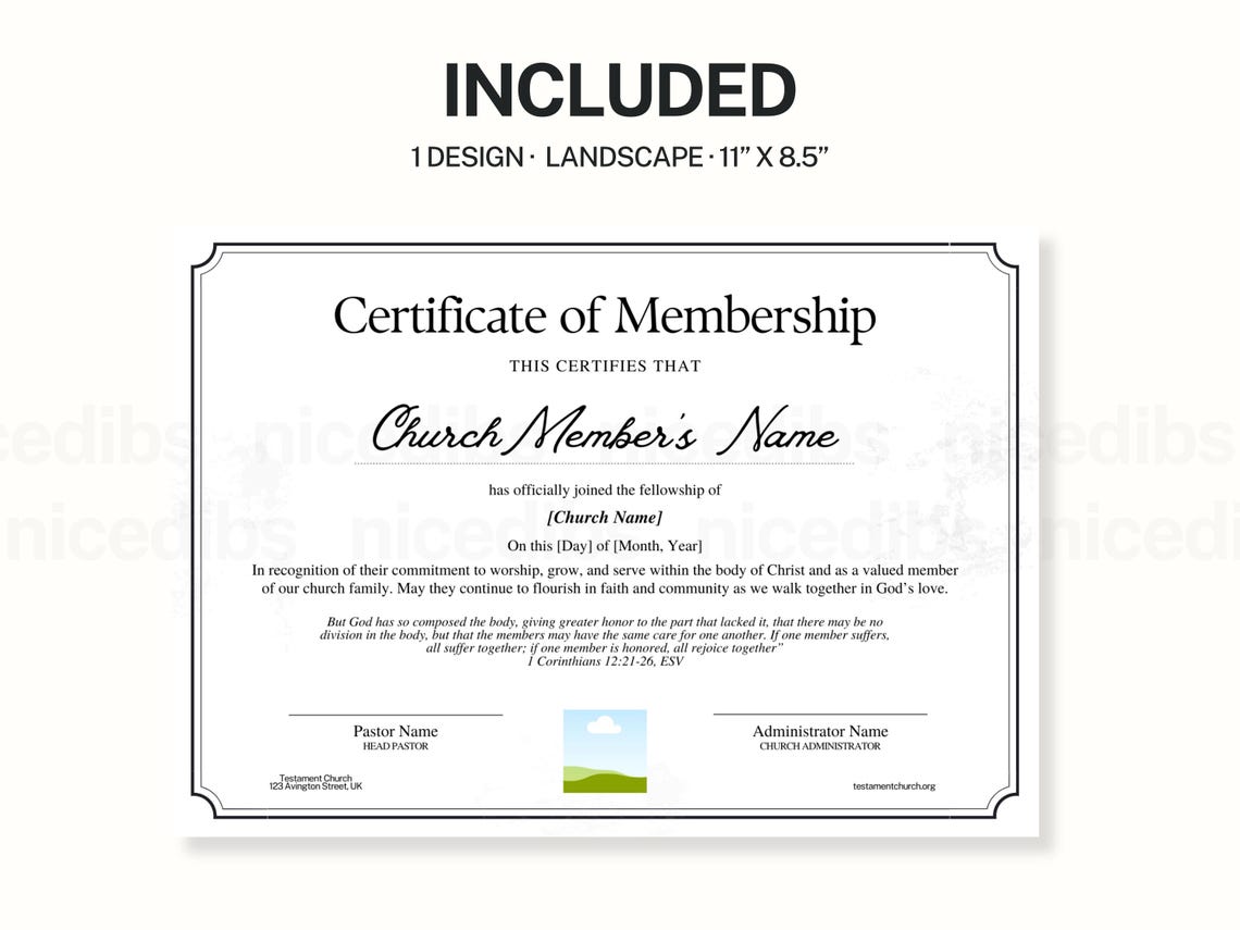 Editable Church Membership Certificate Template: Canva Design (US ...