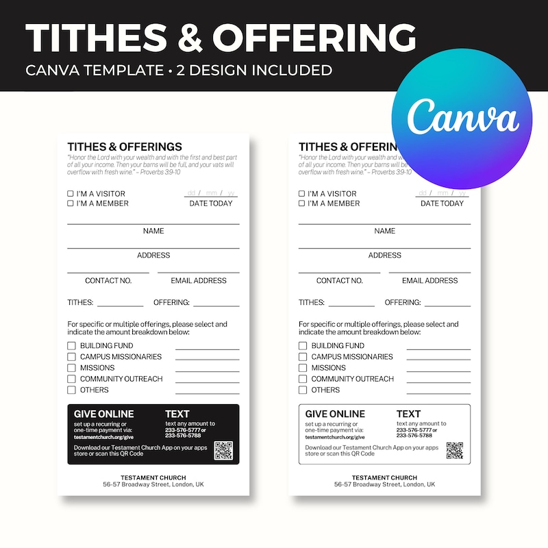 Tithes and Offering Form - Etsy