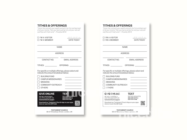 Church Tithes Offering Giving Card: Editable Canva Template (portrait ...