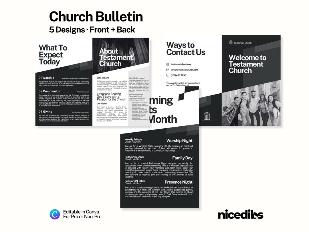 Church Newsletter Template: Modern Bulletin Flyer (8.5x11 Inches ...