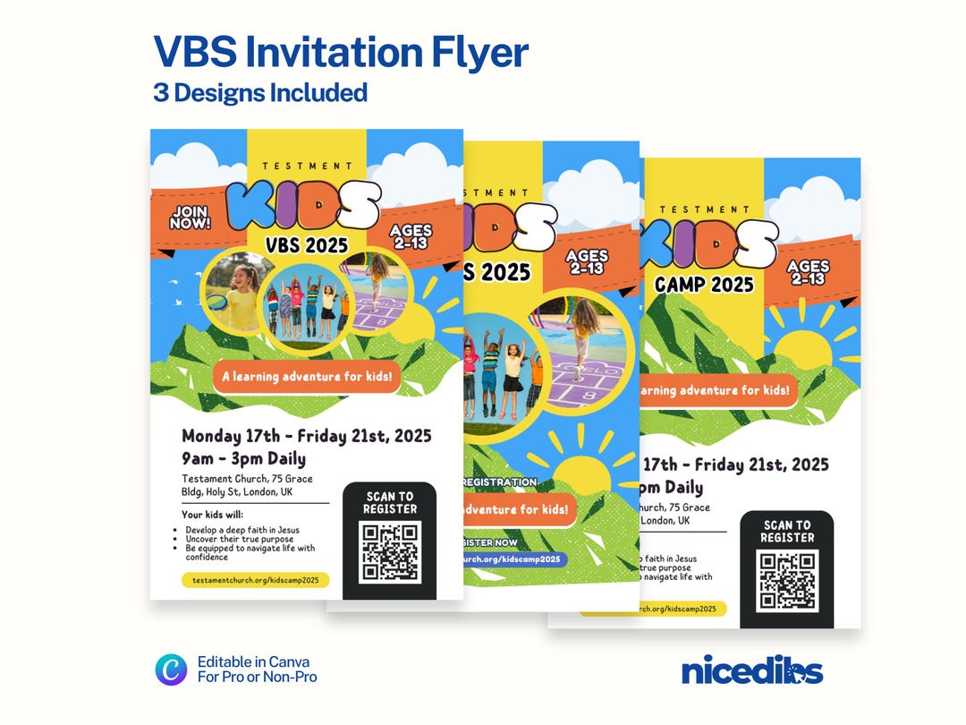 Kids Church Invitation Template: VBS & Children's Ministry (canva ...