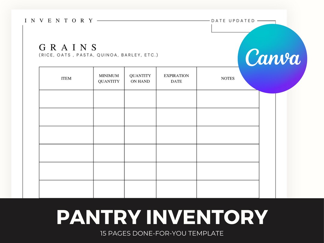 Customizable Pantry Inventory Template Canva Editable Printable Pantry ...