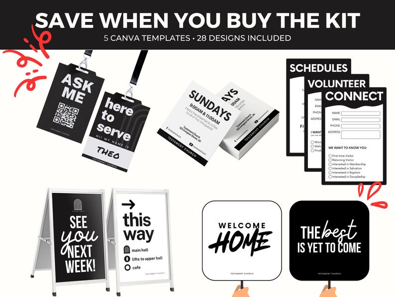 Church Welcome Sign Template Bundle: A-frame & Parking Signs (canva ...