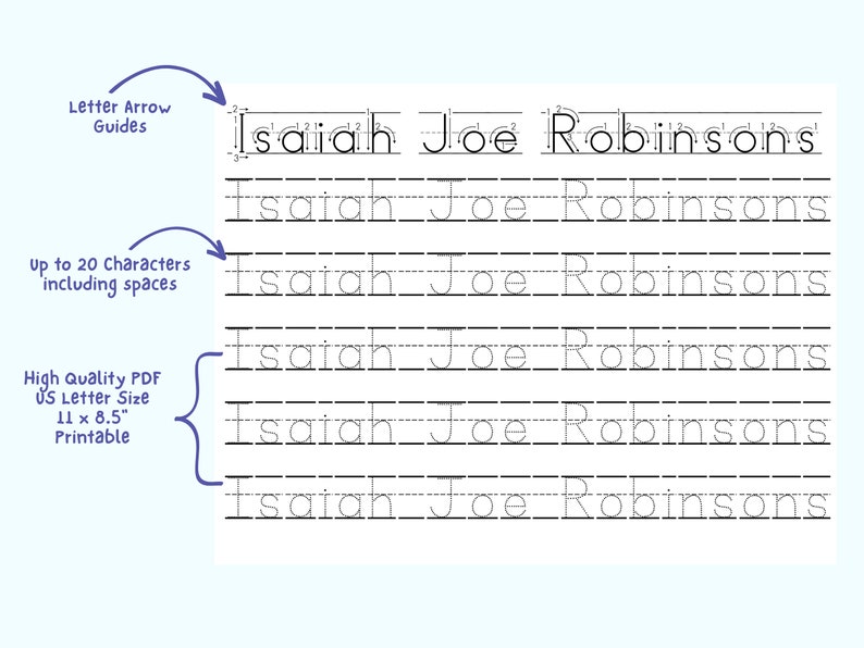 Personalized Name Tracing Worksheet Printable Learning Activity for ...