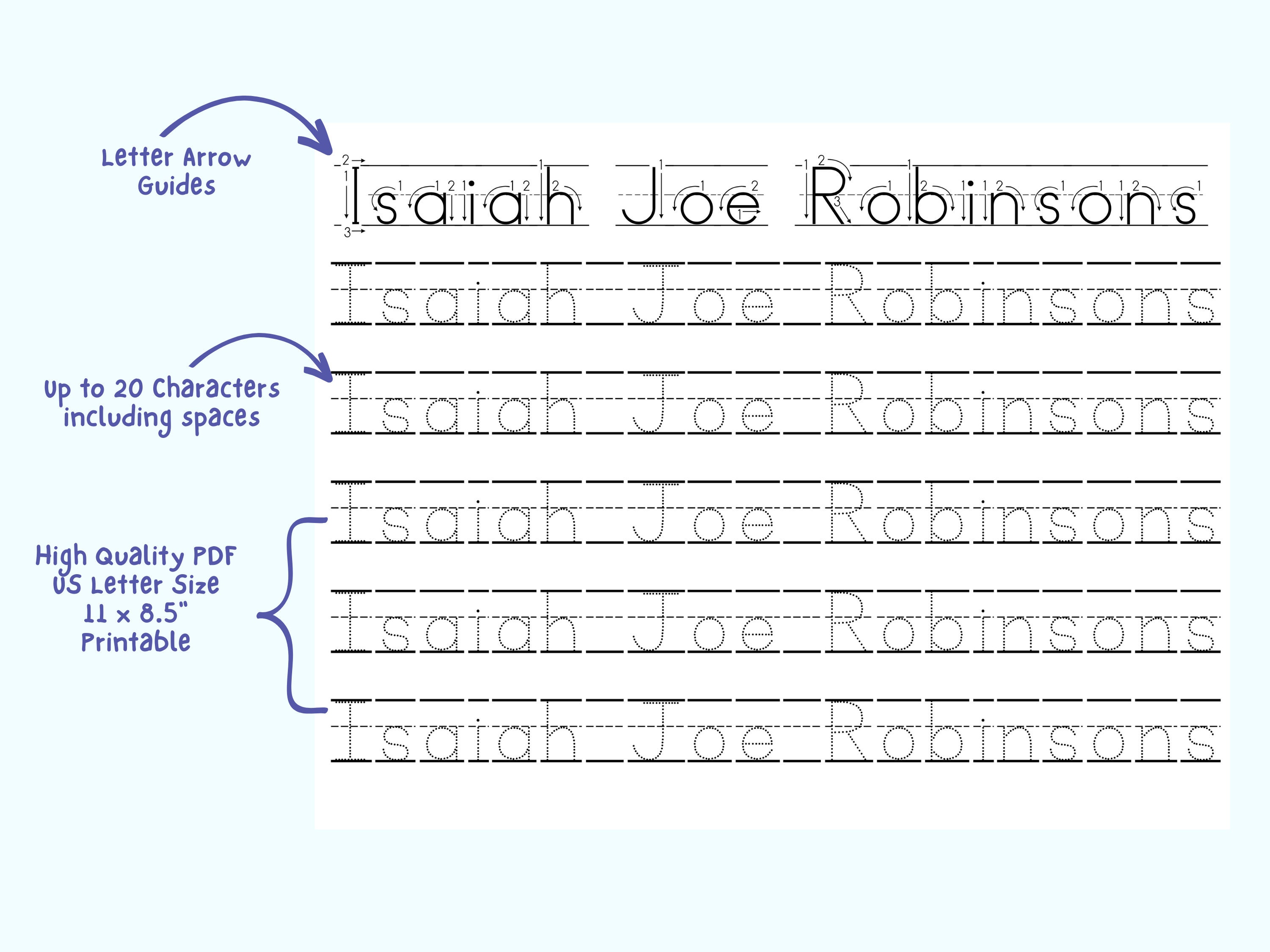 Personalized Name Tracing Worksheet Printable Learning Activity for ...