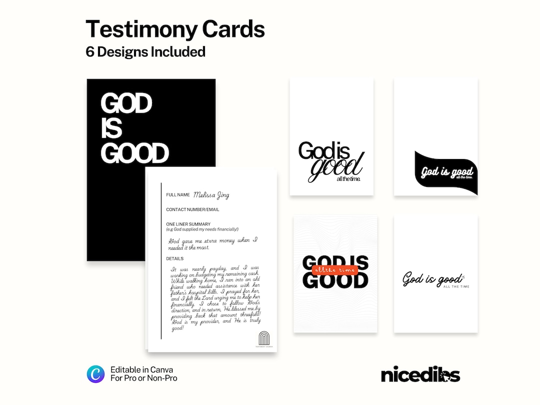 Church Testimony Card | Canva Template | Church Templates | Church ...