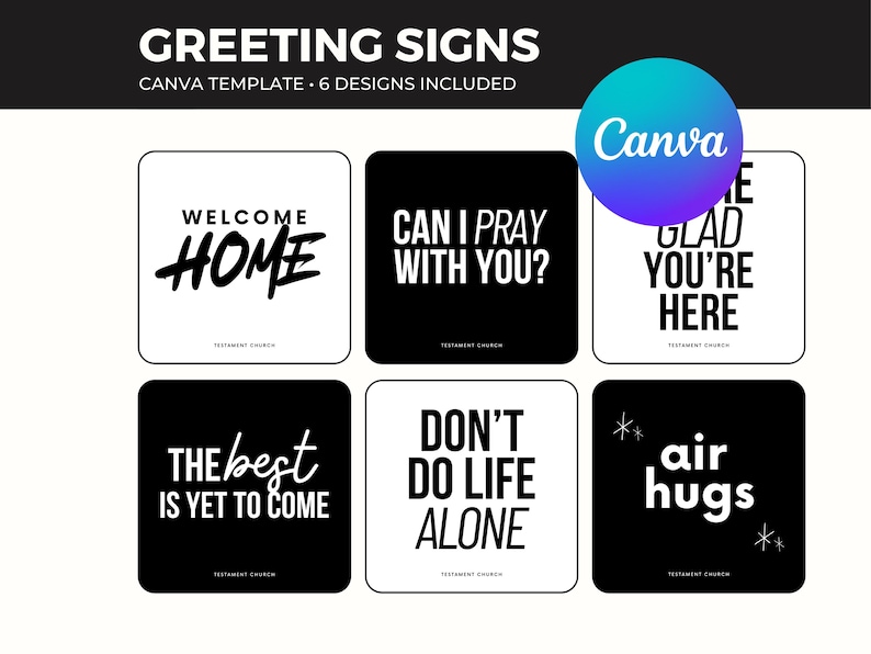 Editable Church Welcome Signs for Ushers, Handheld 20x20 Placard Bundle ...