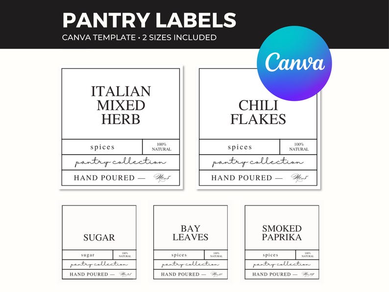 Customizable Pantry Labels Organisation Minamalist Vintage Canva ...