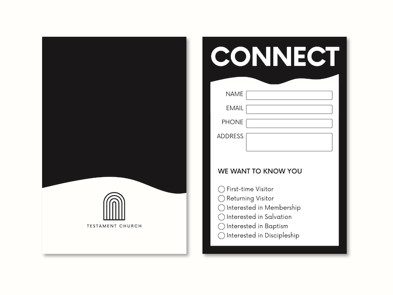 Editable Church Connect Card Bundle for Canva, 4x6 Printable Visitor ...