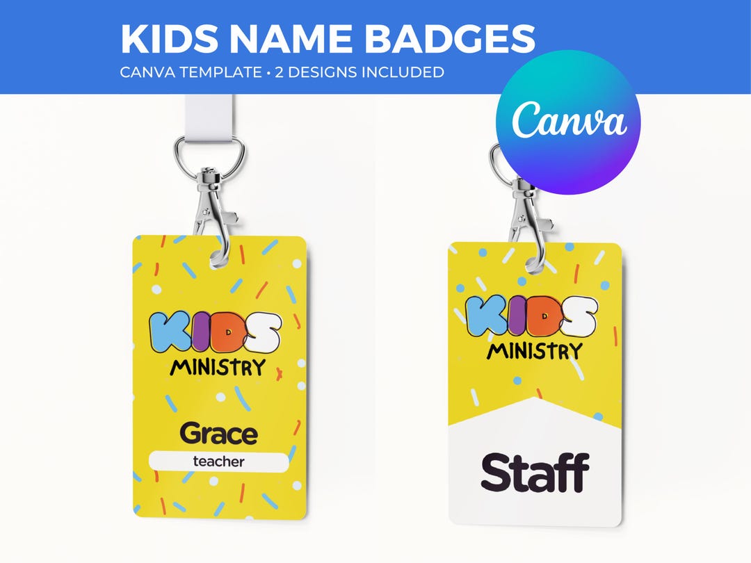 Kids Church Name Badge Template: Kids Ministry & VBS ID, Canva (digital ...